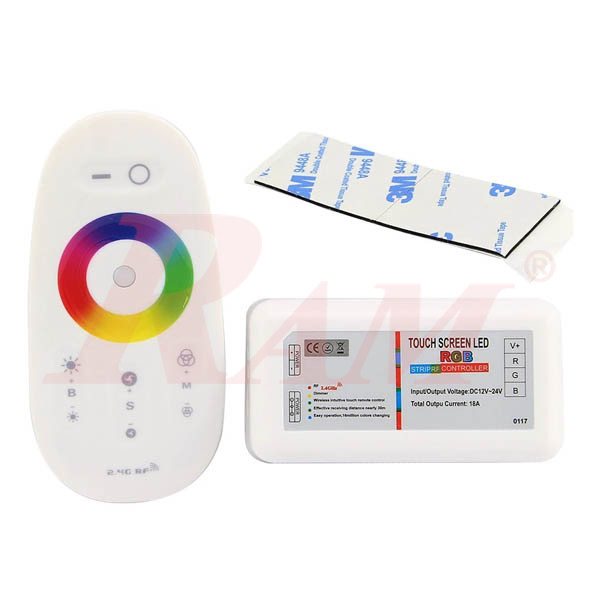 Touch Screen LED RGB Controller 2.4G 12-24Vdc / 6A | RAM Electronics ...