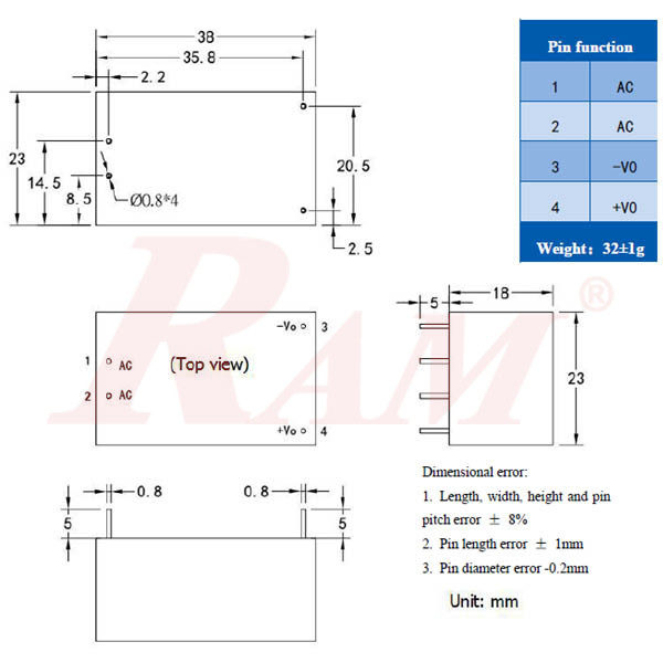 AC-DC Module 5W 220Vac to 5Vdc (HLK-5M05) | RAM Electronics website