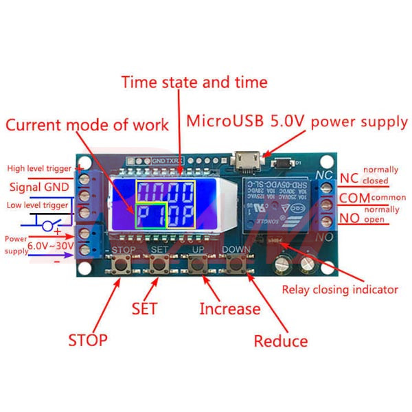 XY-LJ02 Timer Relay Delay & Trigger Switch Module With LCD | RAM ...