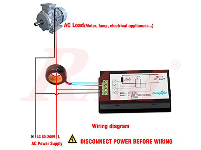 AC Digital Panel Meter LCD (A, V, W Power & Energy) + Overload Alarm ...