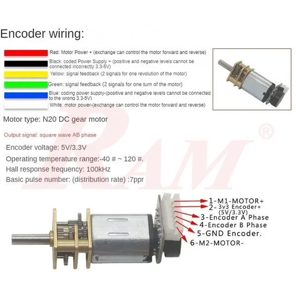 Micro Metal (With Encoder) 6V DC Geared Motor 30 rpm (GA12-N20) | RAM ...