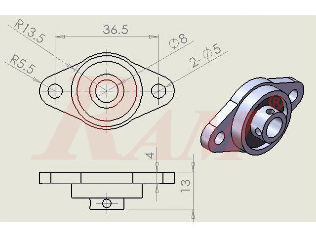 Lead Screw T8 FL08 End Support Pillow Bearing 8mm | RAM Electronics website