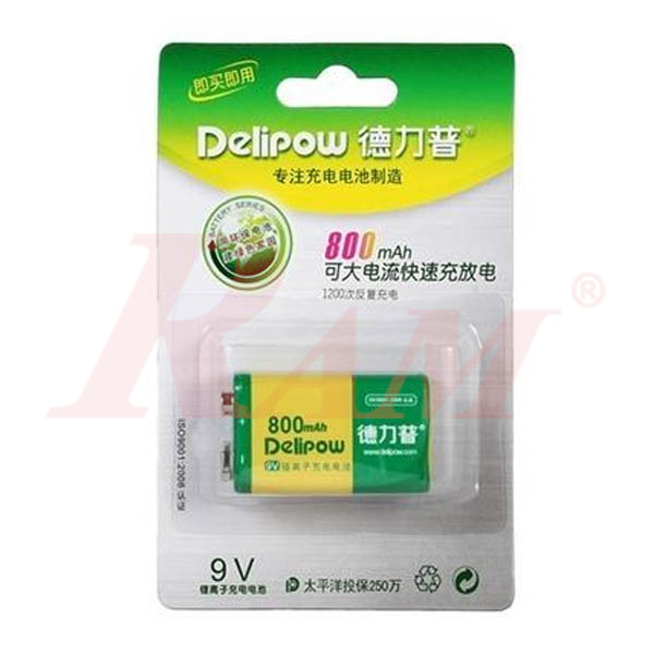 Delipow Battery 9V 800mAh Lithium Ion Rechargeable | RAM Electronics ...