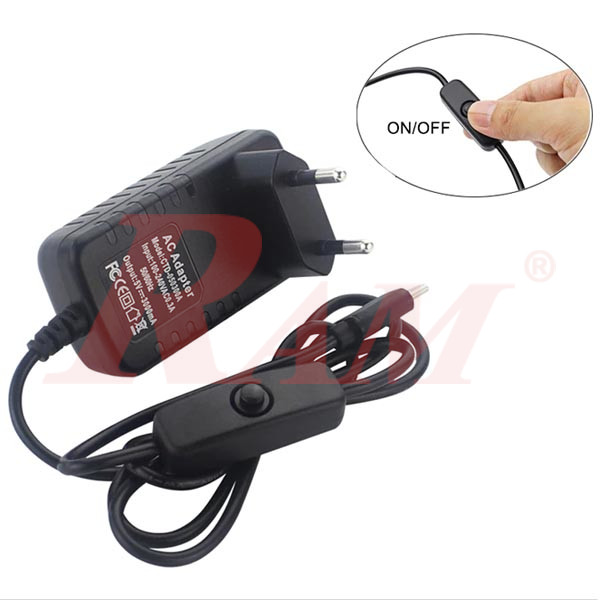 Wall Power Adapter USB Type C, Output 5Vdc 3A With On/Off Switch | RAM ...