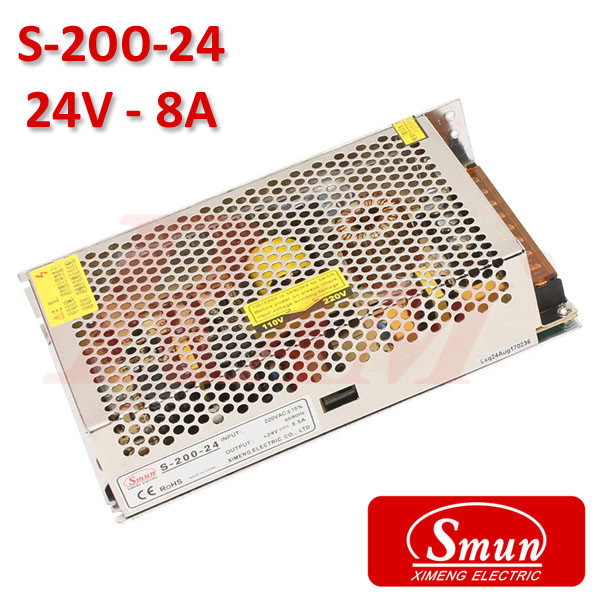 Smun® Industrial SMPS Output +24Vdc/8A Input 220Vac (S-200-24) | RAM ...