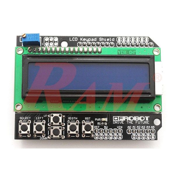 Arduino Shield - LCD 2x16 Keypad Shield | RAM Electronics website