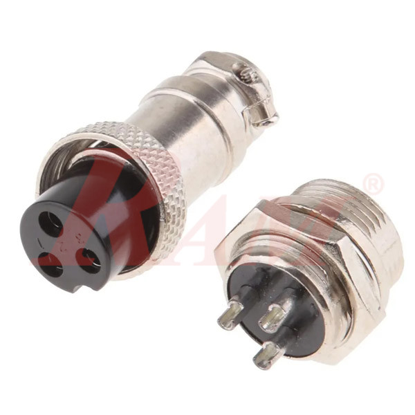 GX12-3 Pole Metal Male Female Panel Chassis Connector | RAM Electronics ...