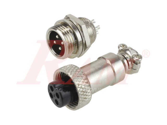 GX12-4 Pole Metal Male Female Panel Chassis Connector | RAM Electronics ...