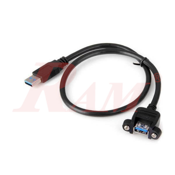 USB Male Type-A to USB Female Type-A Adapter Panel Extension Cable 50cm ...