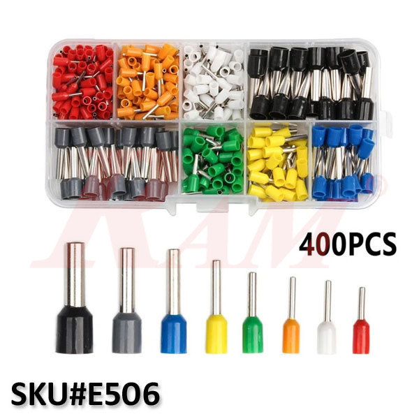 Box of 400 pcs Insulated Ferrule Wire End Crimp Terminals E0506~E6012 ...