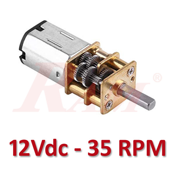 Micro Metal 12V DC Geared Motor 35 rpm (GA12-N20) | RAM Electronics website